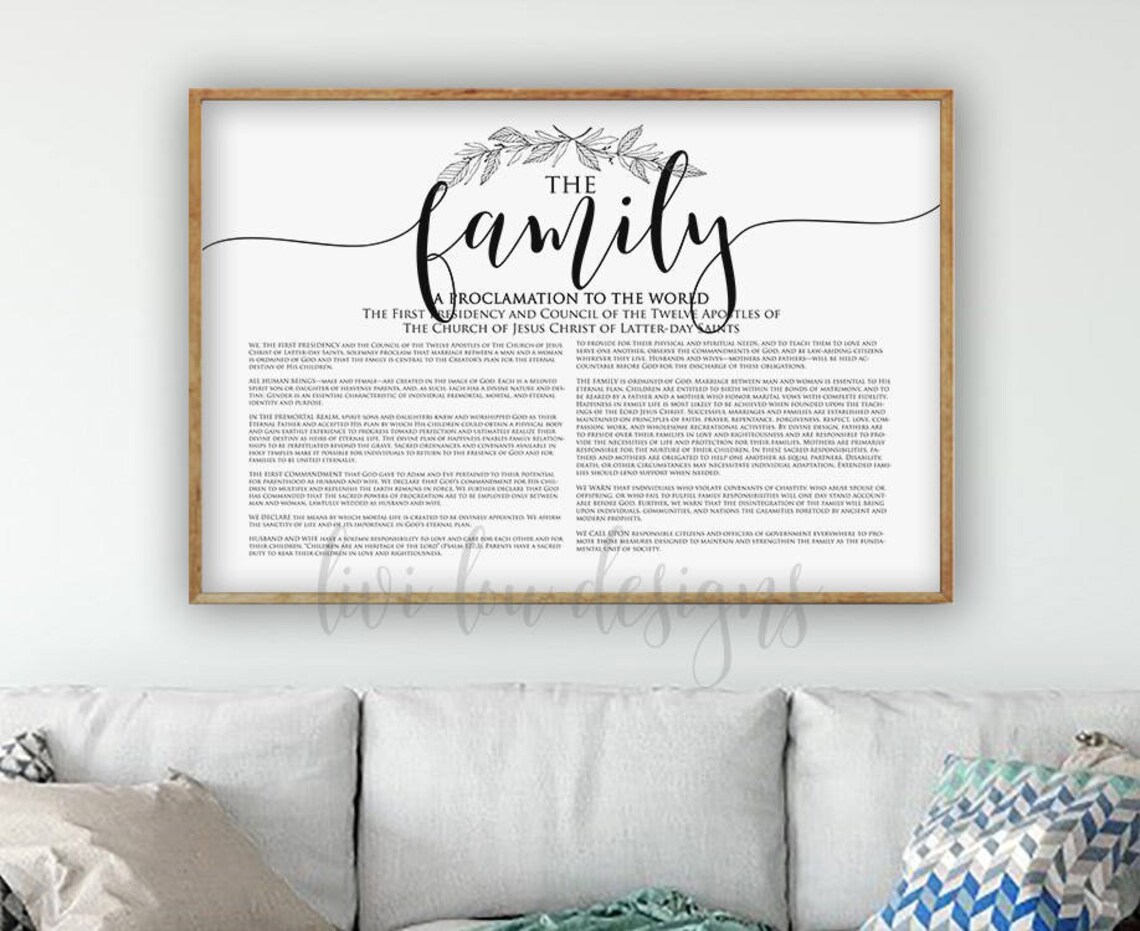 LDS Family Proclamation Horizontal Poster Family | Etsy