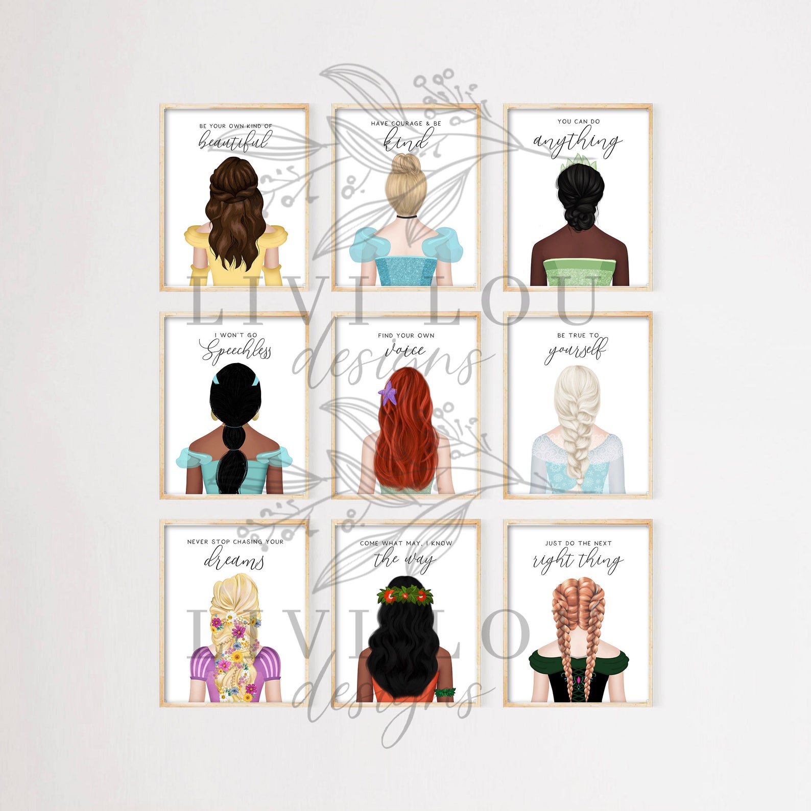 Princess Art Print Set Girl's Room Art Prints - Etsy