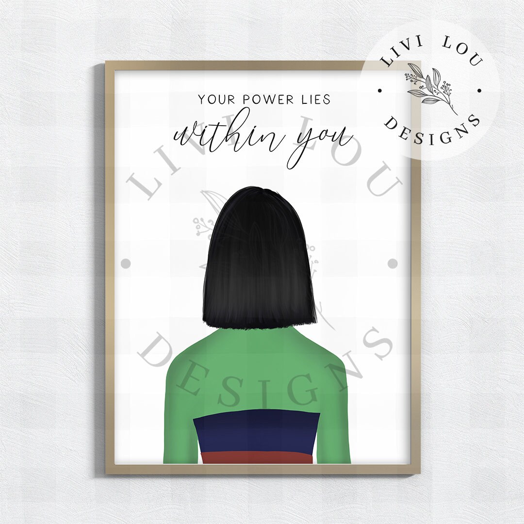 Princess Art Print, Mulan Printed and Shipped, Girl's Room Art Prints ...