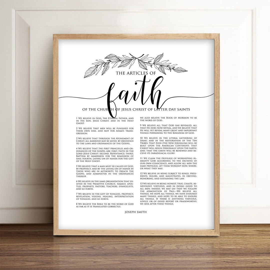 LDS Articles of Faith Black Leaf, Modern Articles of Faith, LDS ...