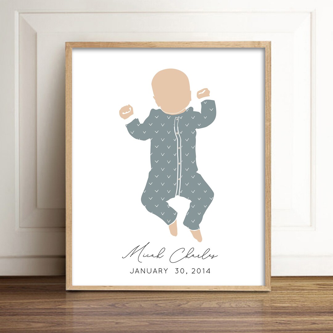 Custom Boy Illustration, Baby Boy Nursery Decor, Baby Gift, Custom Baby ...