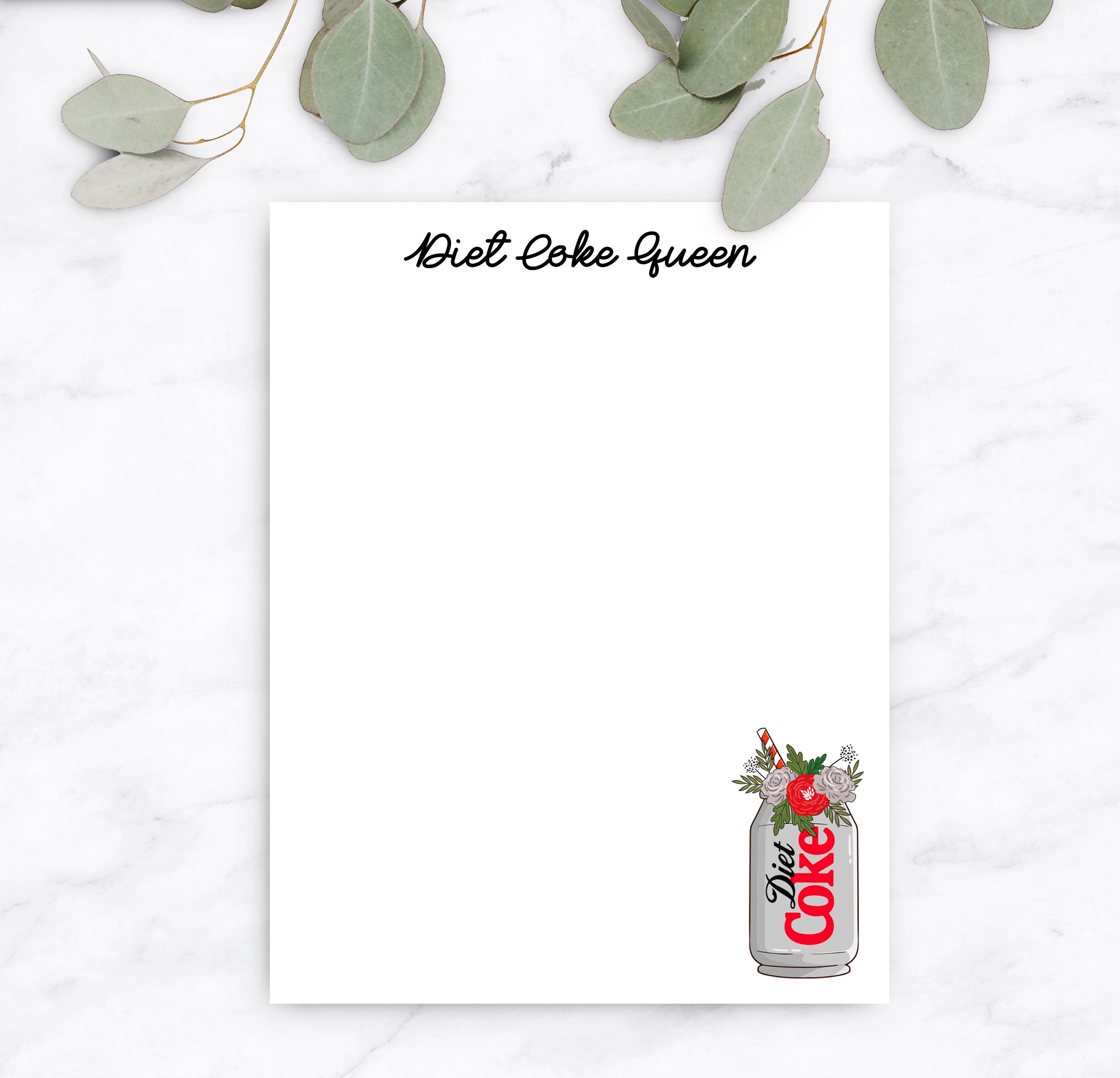 Diet Coke Queen Notepad. Friend Gift Diet Coke Lover Notepad - Etsy
