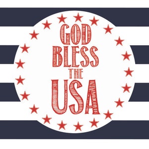 4th of July God Bless the USA Digital Printable Home Decor Art - Etsy