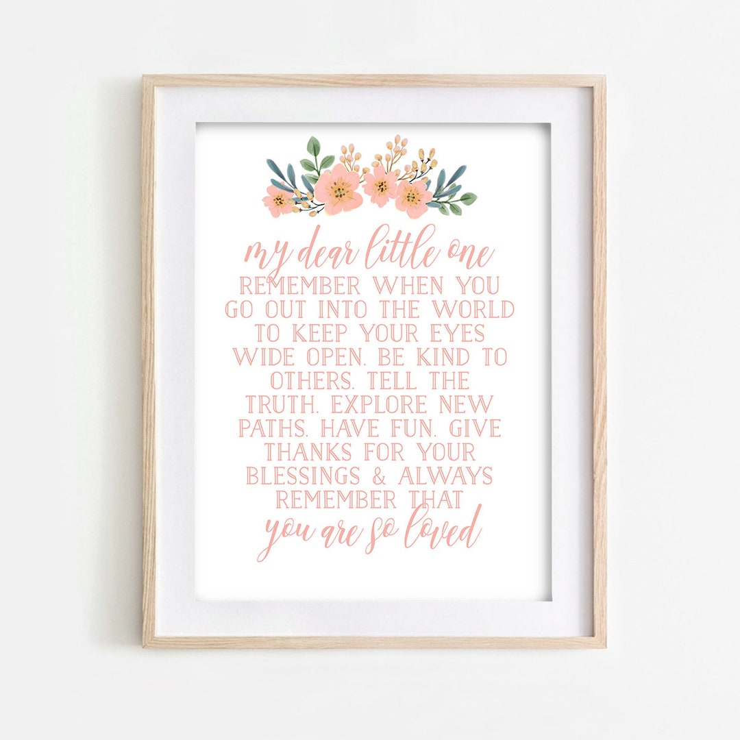 My Dear Little One Floral Art Print - Printed and Shipped, Girl's Room ...