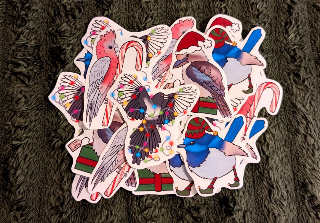 Christmas Australian Bird Stickers/decals - Santa Kookaburra, Elf ...