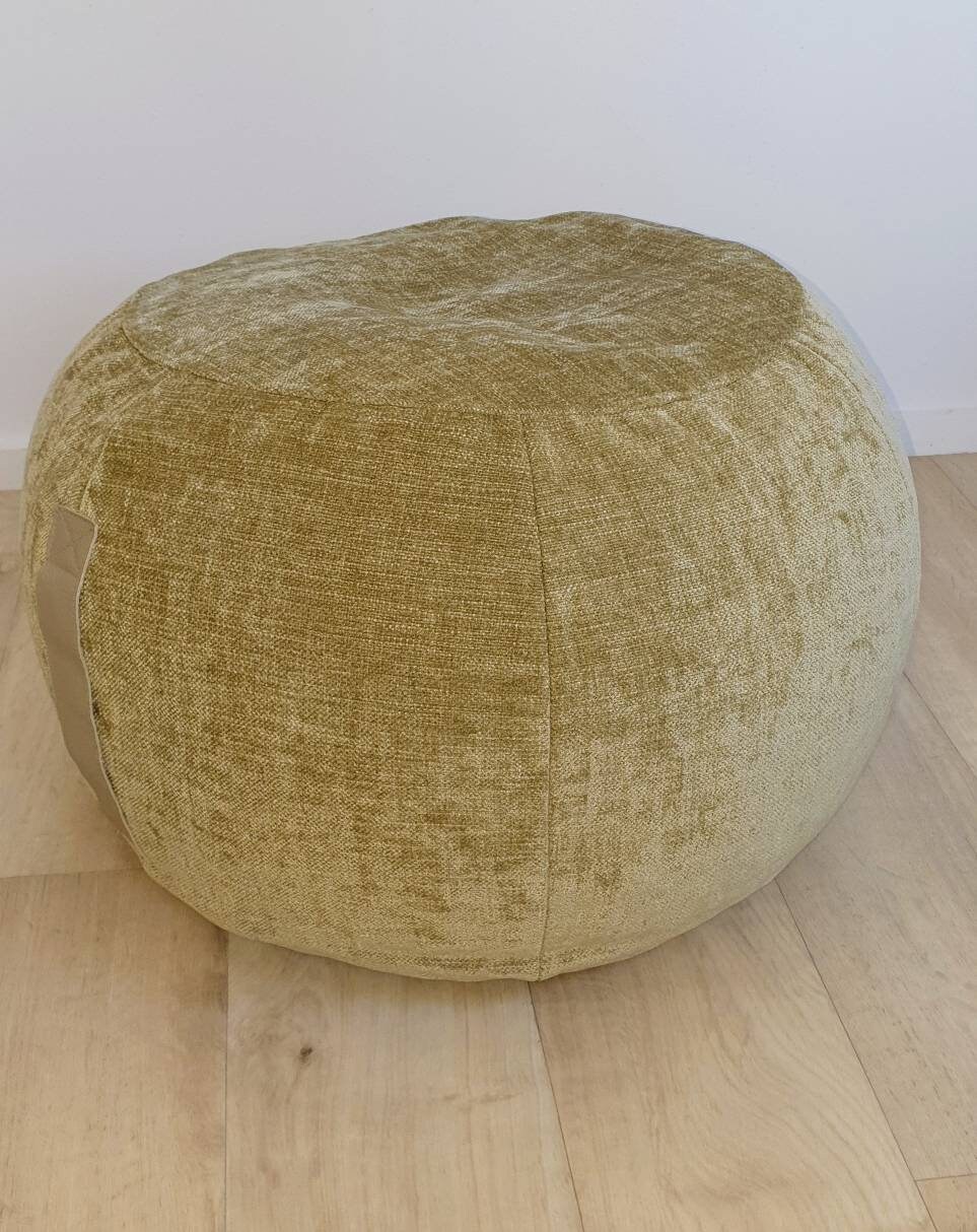 Ottoman Pouf Light Olive Chenille Pouf Green Round Pouf - Etsy
