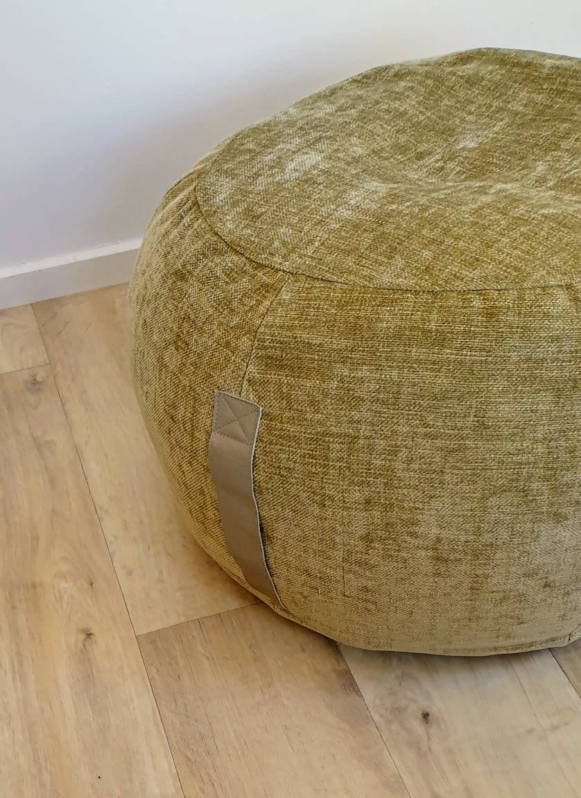 Ottoman Pouf Light Olive Chenille Pouf Green Round Pouf - Etsy
