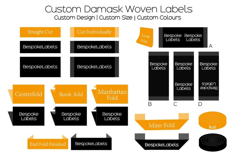 500 Custom Clothing Label Side Woven Label Loop Fold Damask - Etsy