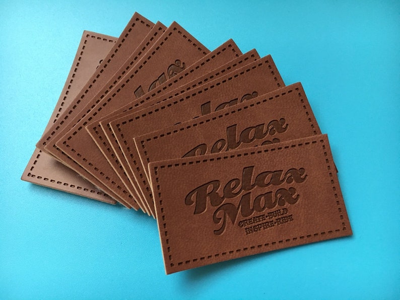 300 custom leather hem label fold over leather hem tag | Etsy