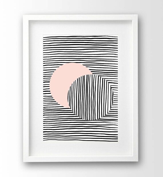 Items similar to Downloadable Hand drawn Stripes Print, Black And Pink ...