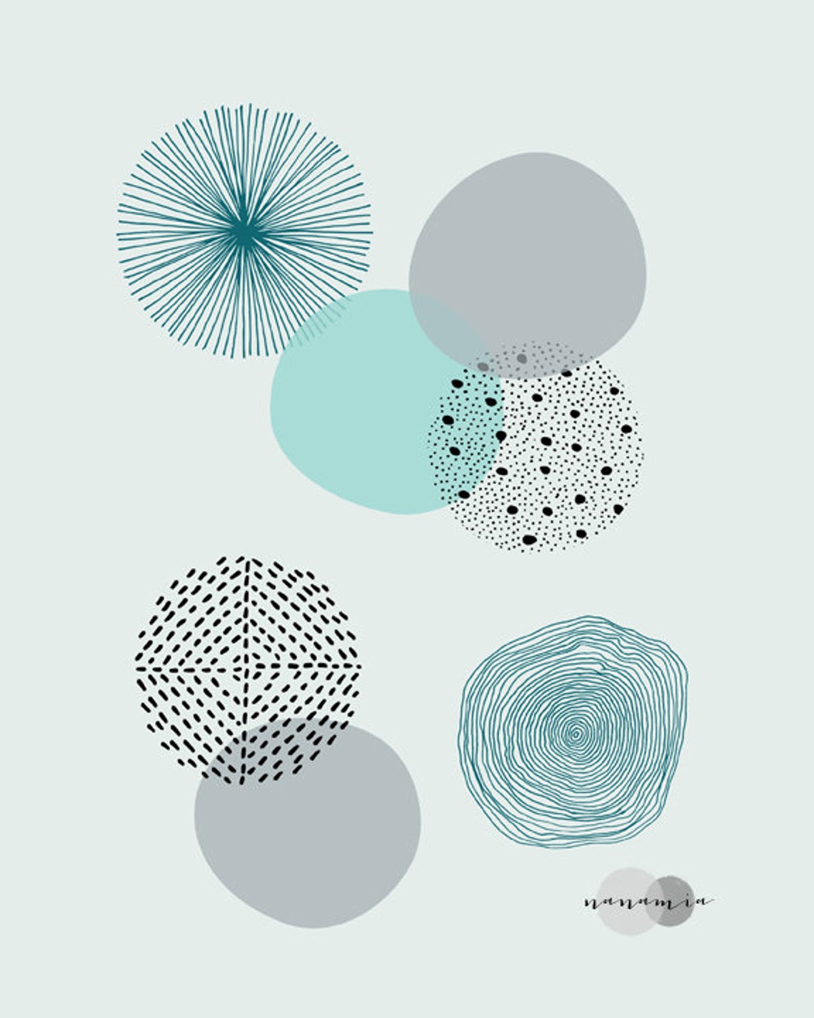 Turquoise Print Geometric Wall Art Pastel Print Mint and - Etsy New Zealand