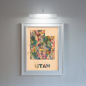 Utah Map Poster Watercolor Print Fine Art Digital Painting, Multiple ...