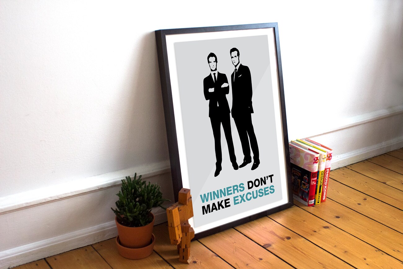 Suits TV Show Poster Harvey Quote - Winners Don't Make Excuses - Art ...