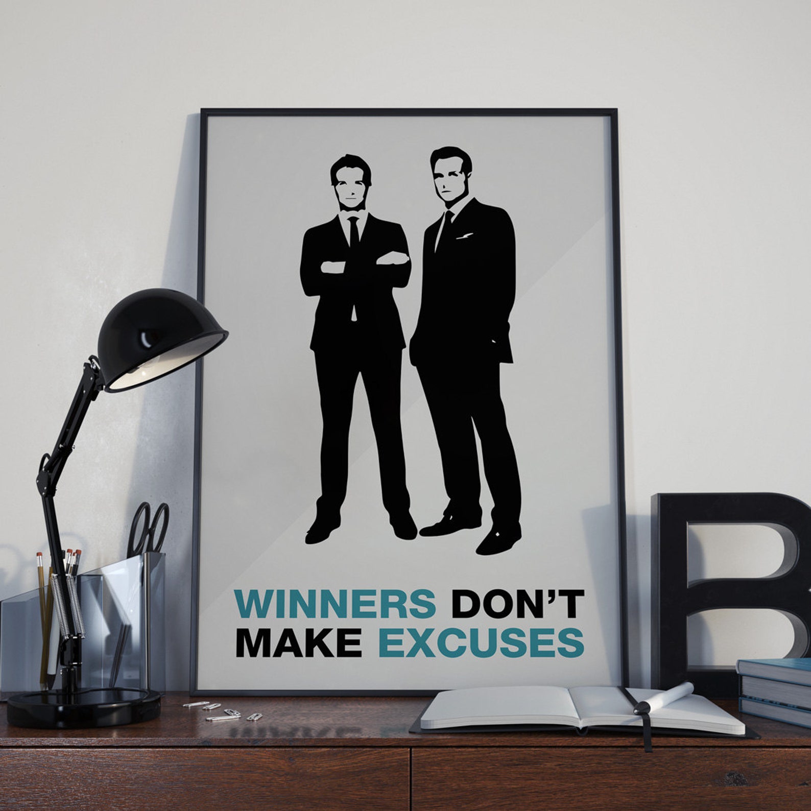 Suits TV Show Poster Harvey Quote - Winners Don't Make Excuses - Art ...
