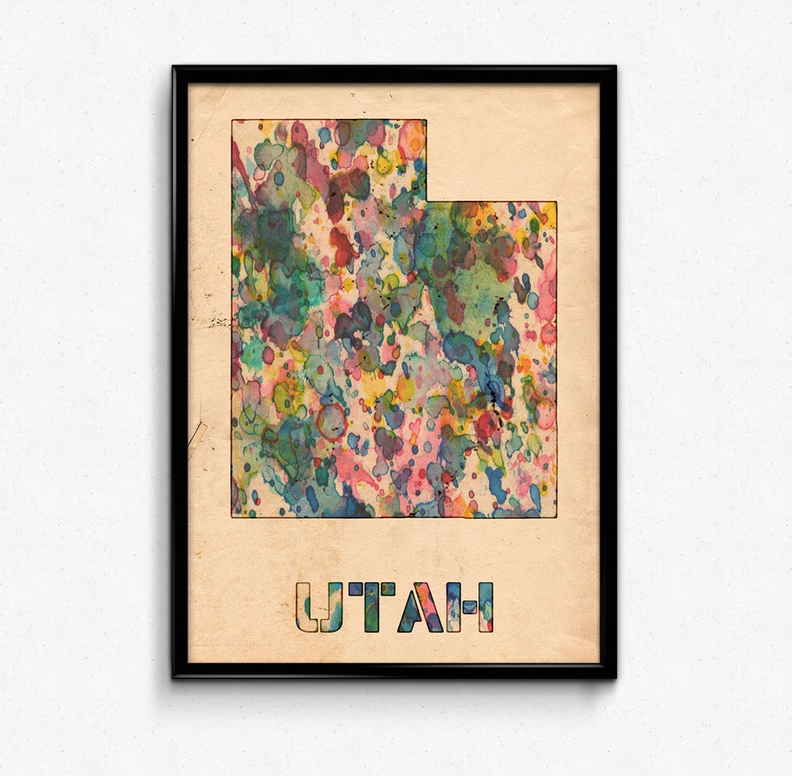 Utah Map Poster Watercolor Print Fine Art Digital Painting, Multiple ...