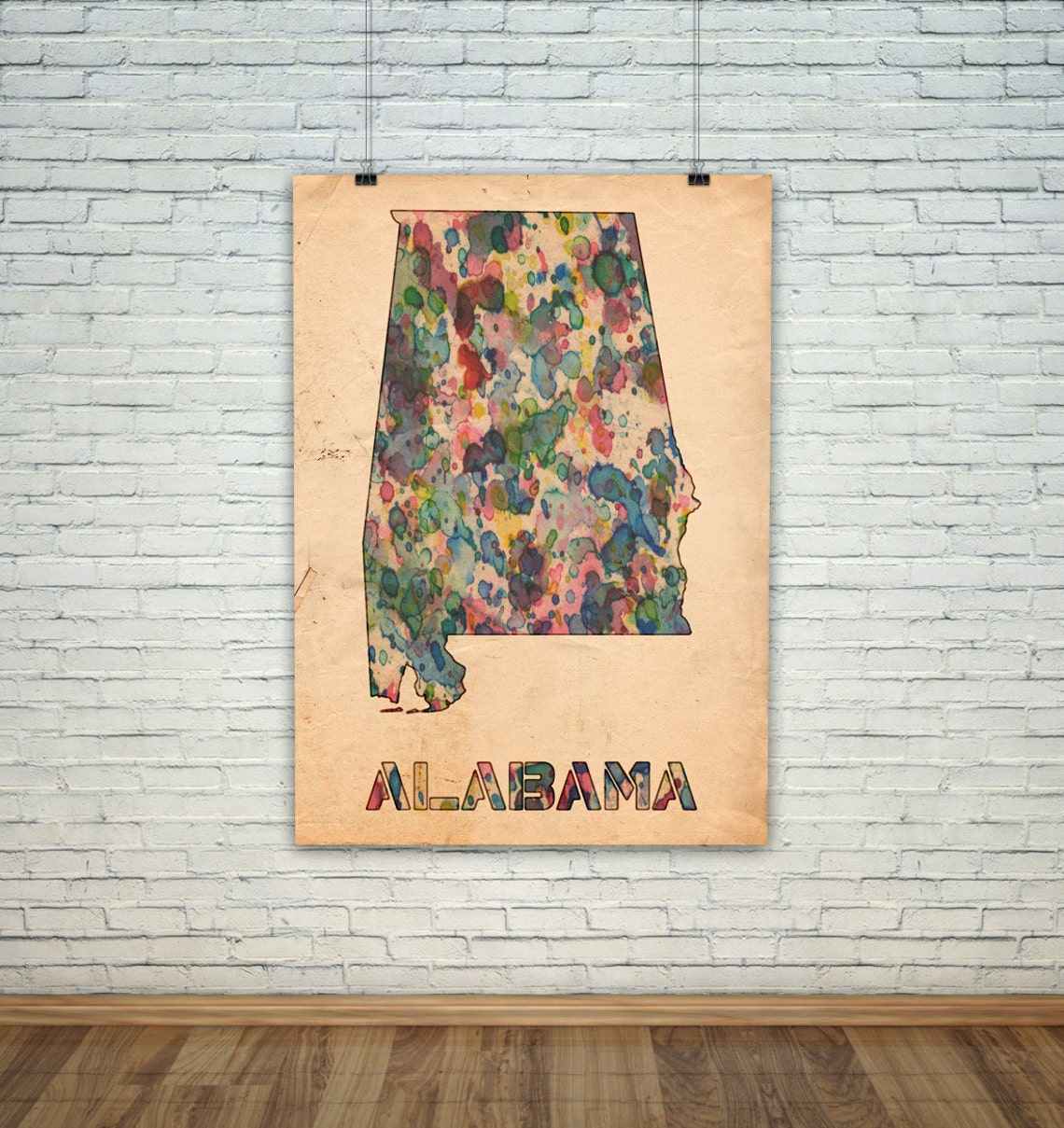 Alabama Map Poster Watercolor Print Fine Art Digital Painting, Multiple ...