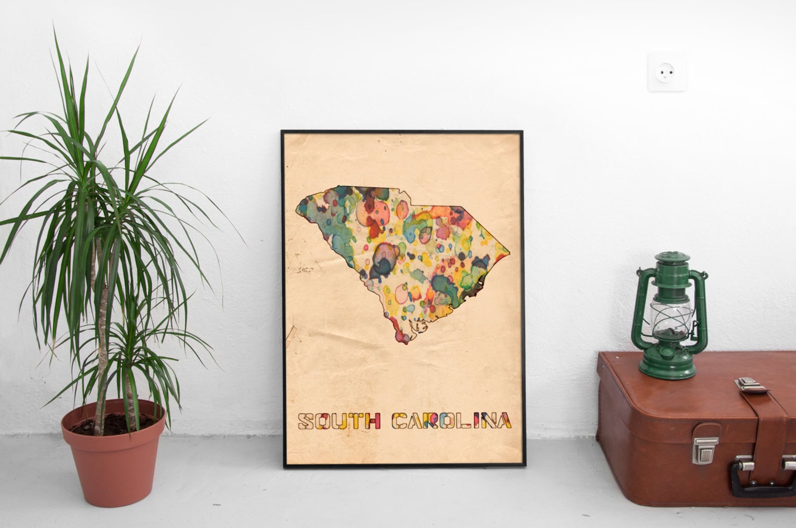 South Carolina Map Poster Watercolor Print Fine Art Digital Painting ...