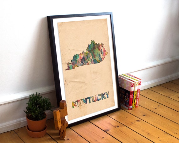 Kentucky Map Poster Watercolor Print Fine Art Digital | Etsy