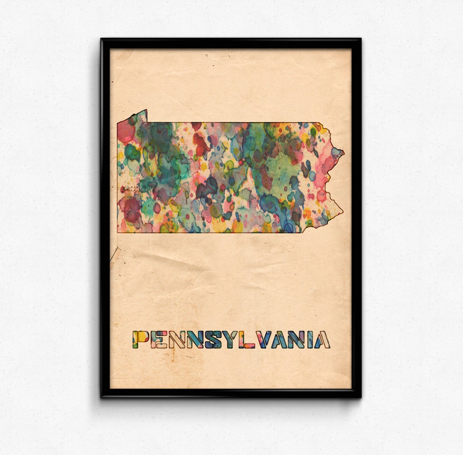 Pennsylvania Map Poster Watercolor Print Fine Art Digital | Etsy