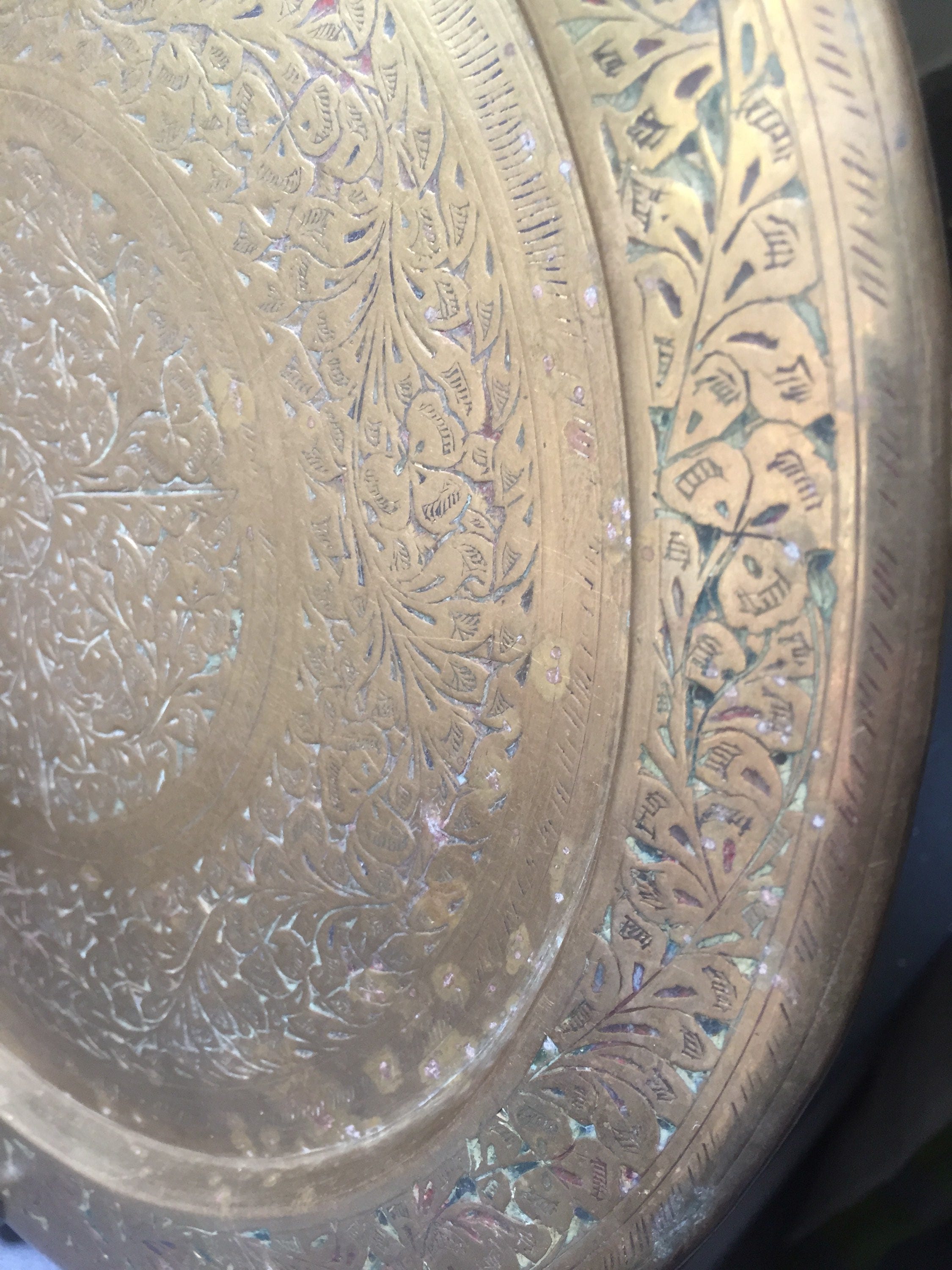 Antique Solid Brass Indian Decorative Plate - Etsy Nederland