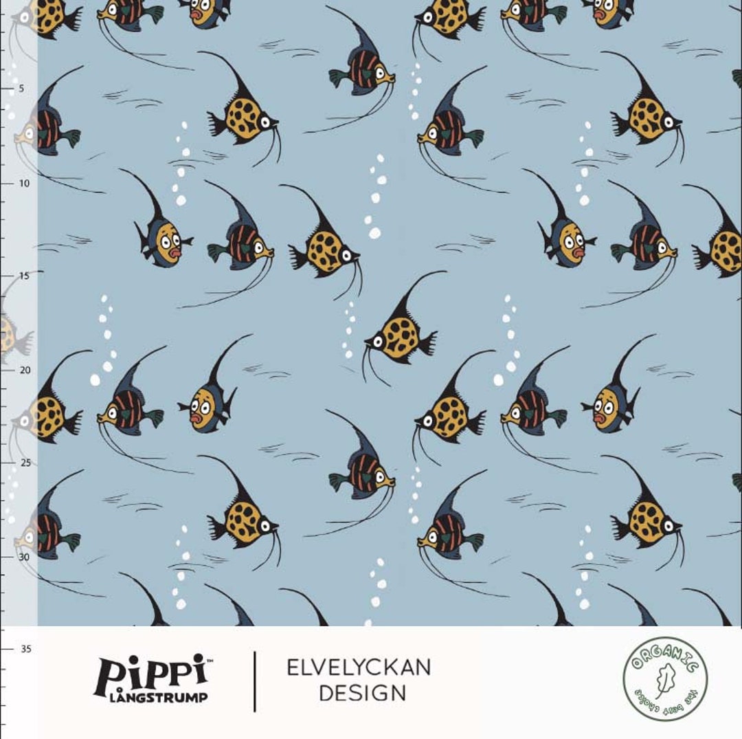 BIO Jersey Pippi Langstrumpf FISH Sky Blue Elvelyckan Design - Etsy