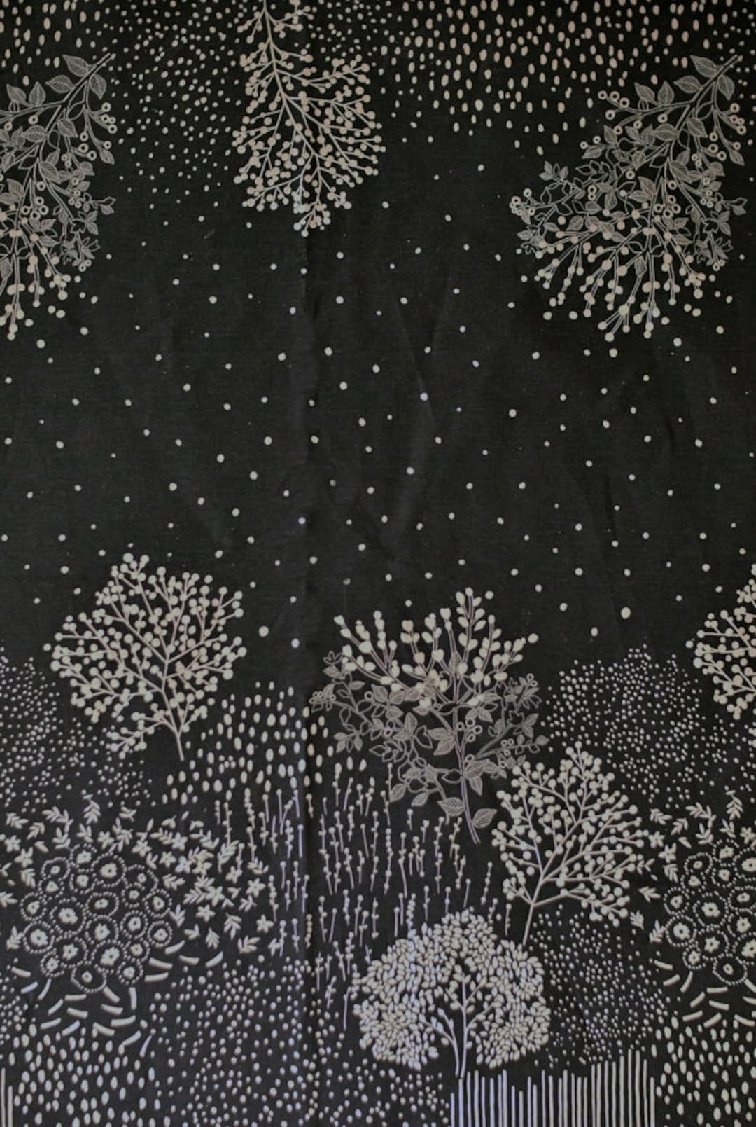 KOKKA Canvas/linen ECHINO Tree & Leaf Black - Etsy