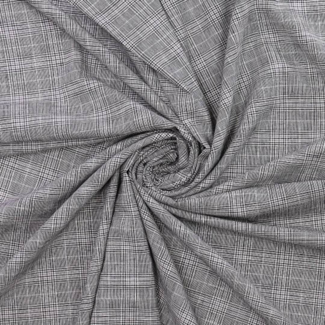 Linen Cotton TWILL With Fine Lurex Glen Check Grey Silver - Etsy