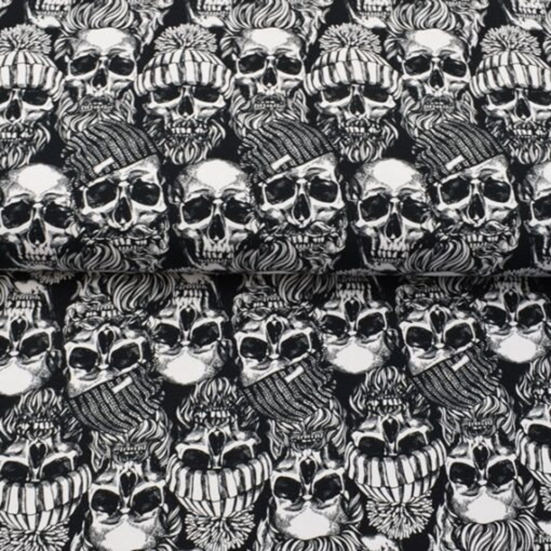 French Terry Scull With Hipster Caps Gray Skull - Etsy