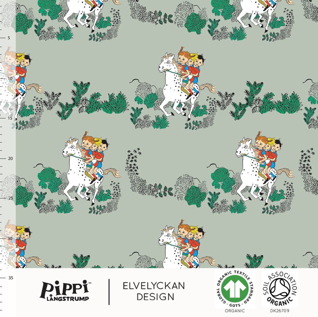 ORGANIC Jersey Pippi & Friends Longstocking in Sea Green Elvelyckan ...