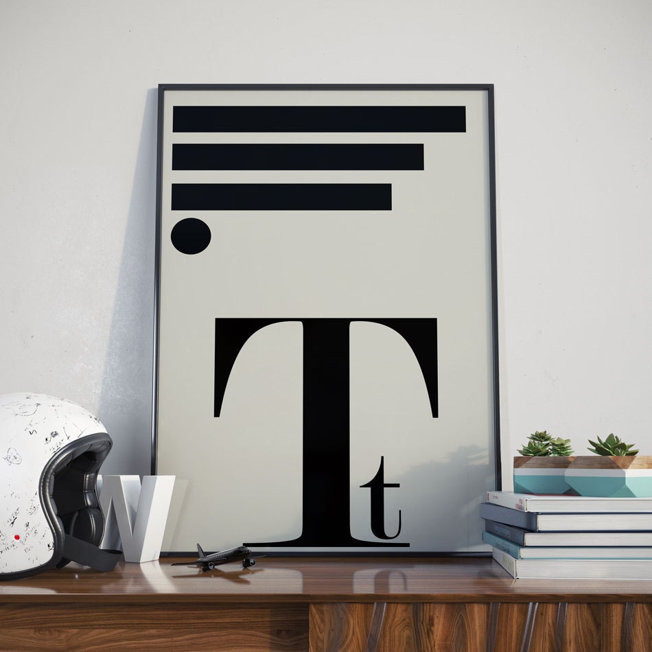 Tt Letter Modern Typography Art Print 24 x 36 | Etsy