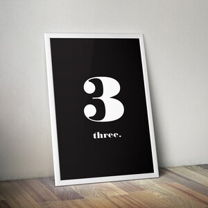 Number 3 Typography Printable Wall Art 24 x 36 | Etsy
