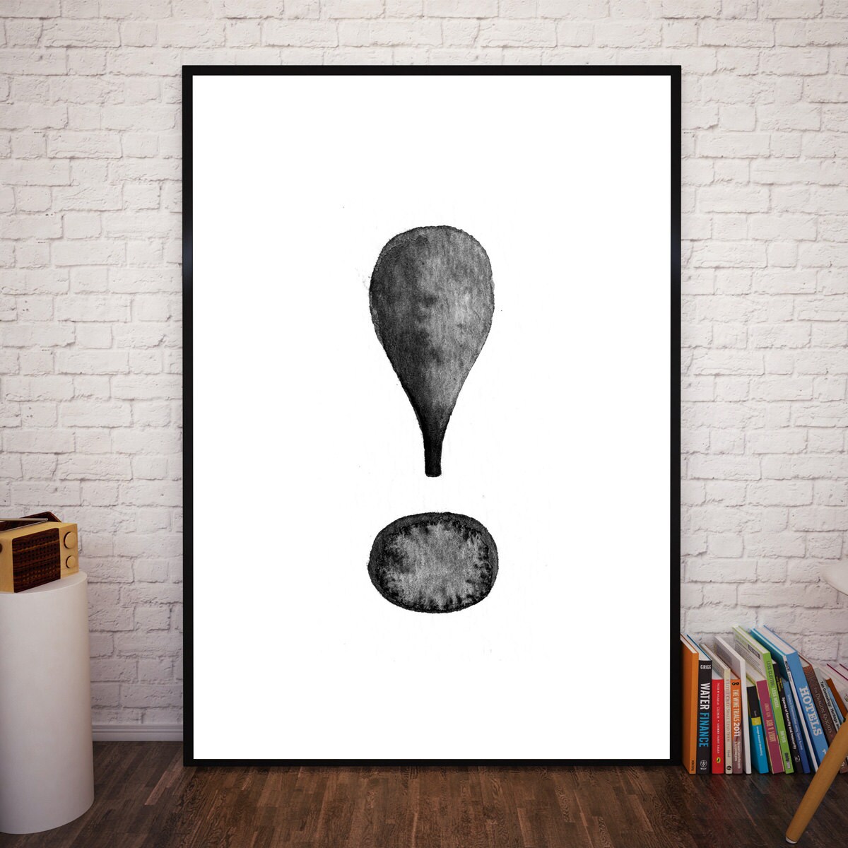 Exclamation Mark Modern Typography Print Black Ink Art - Etsy
