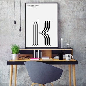 K Letter Print Modern Typography Art - Scandinavian / Nordic Interior ...