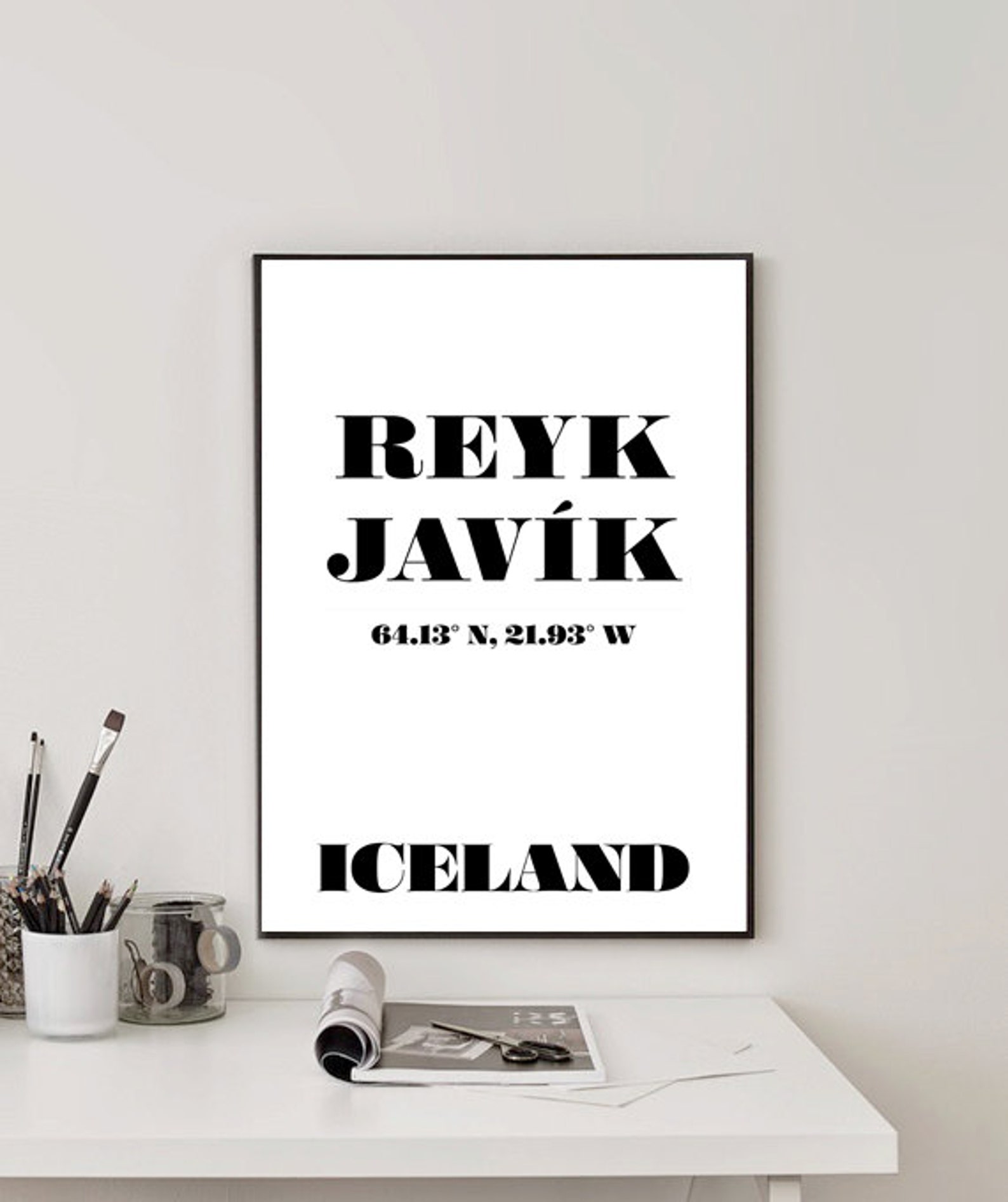 Reykjavík Iceland Coordinates Typography City Print | Etsy