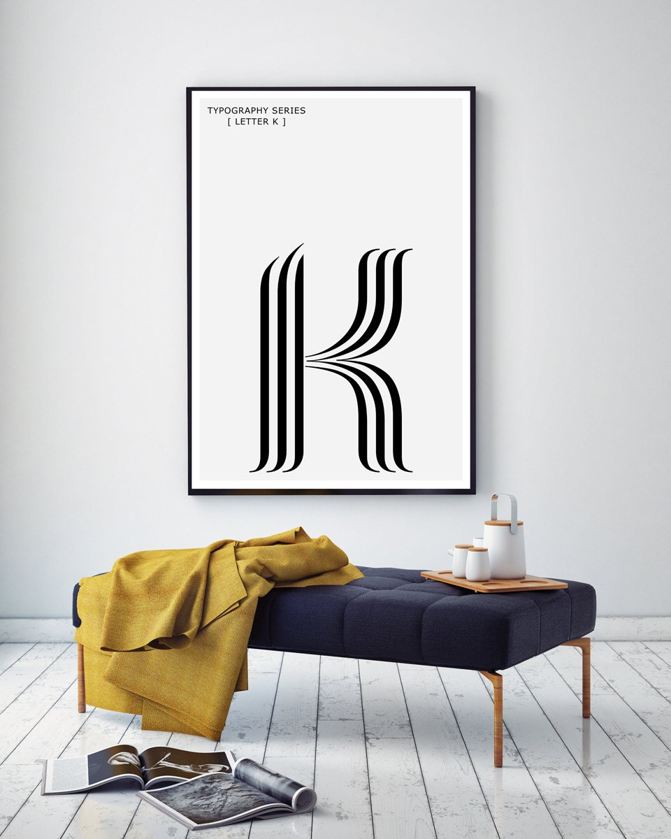 K Letter Print Modern Typography Art Scandinavian / Nordic Interior ...