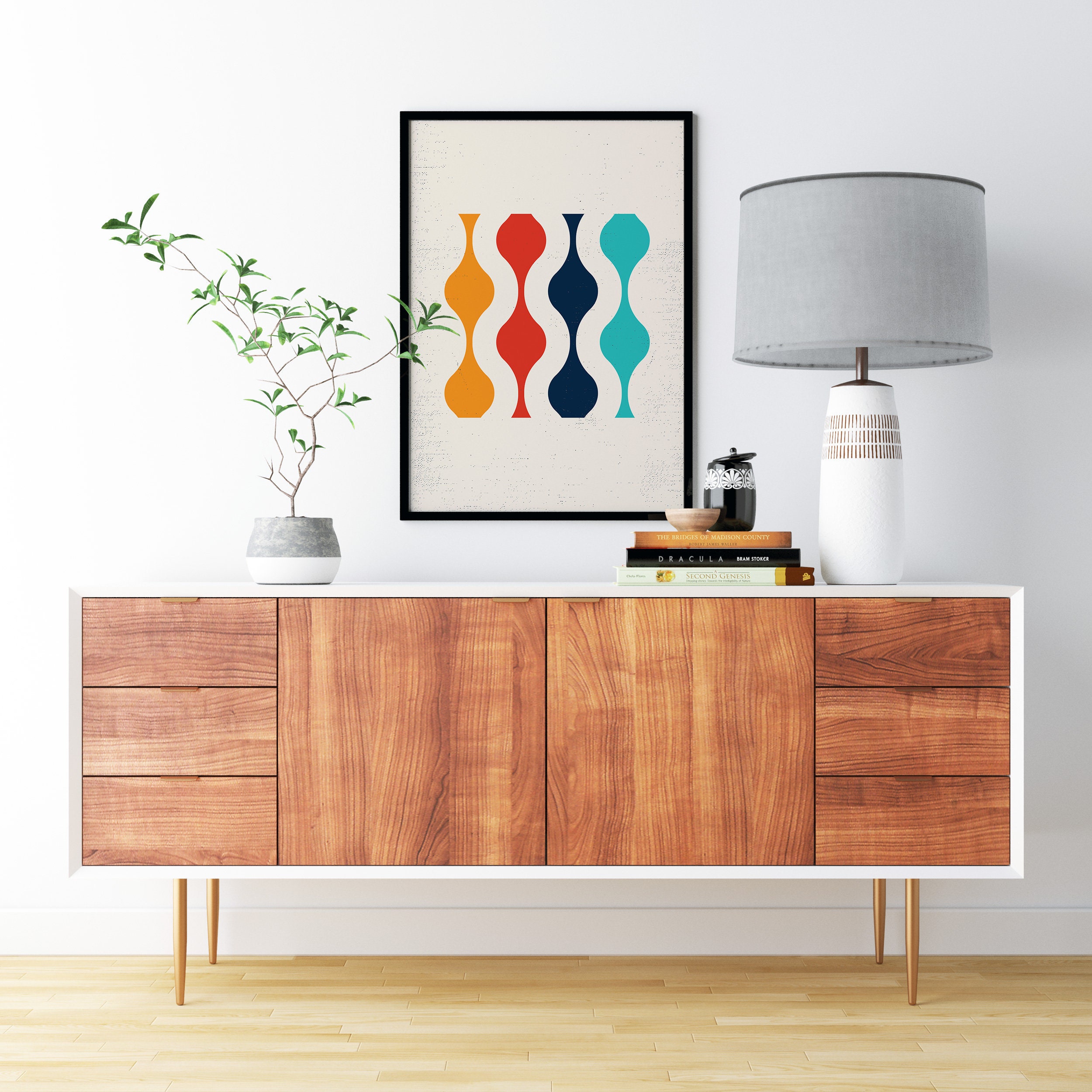 Mid Century Modern Shapes Art Print, Retro Pop Geometric, Modern Home ...