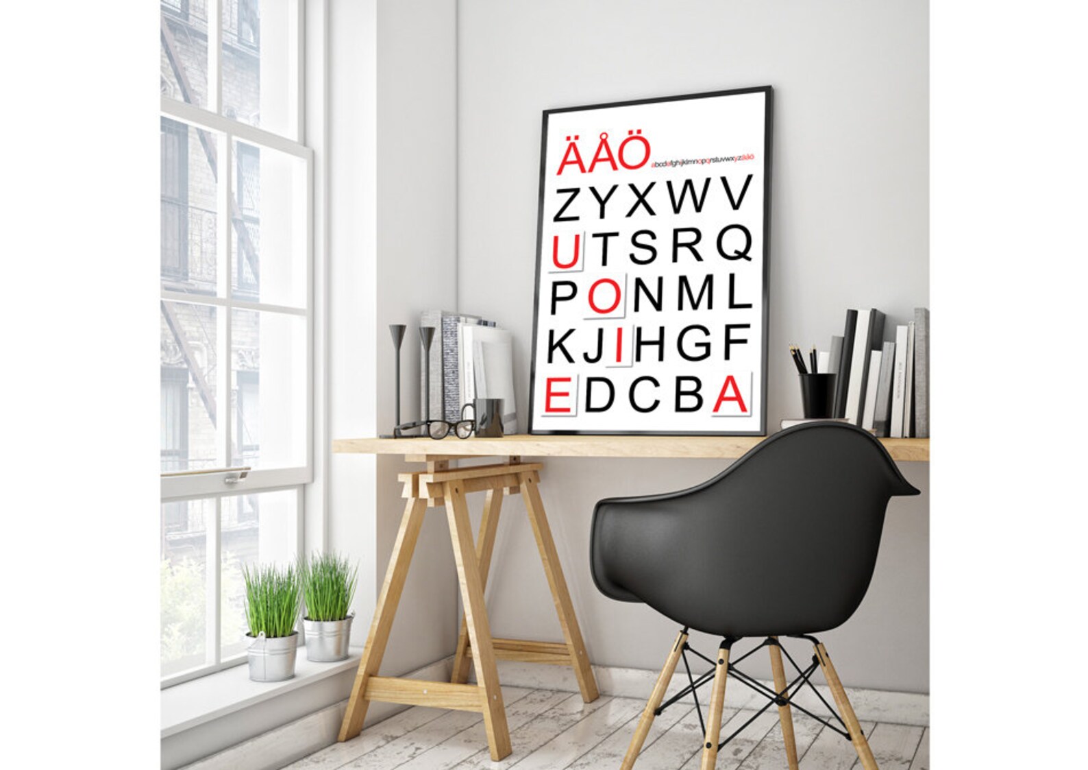 Scandinavian Typography - Swedish Alphabet Reversed Chart Print - 24 X ...