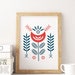 Scandi Folk, Retro Nordic Flower Pattern Art Mid Century Modern ...