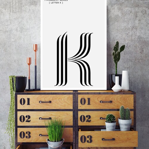 K Letter Print Modern Typography Art Scandinavian / Nordic - Etsy