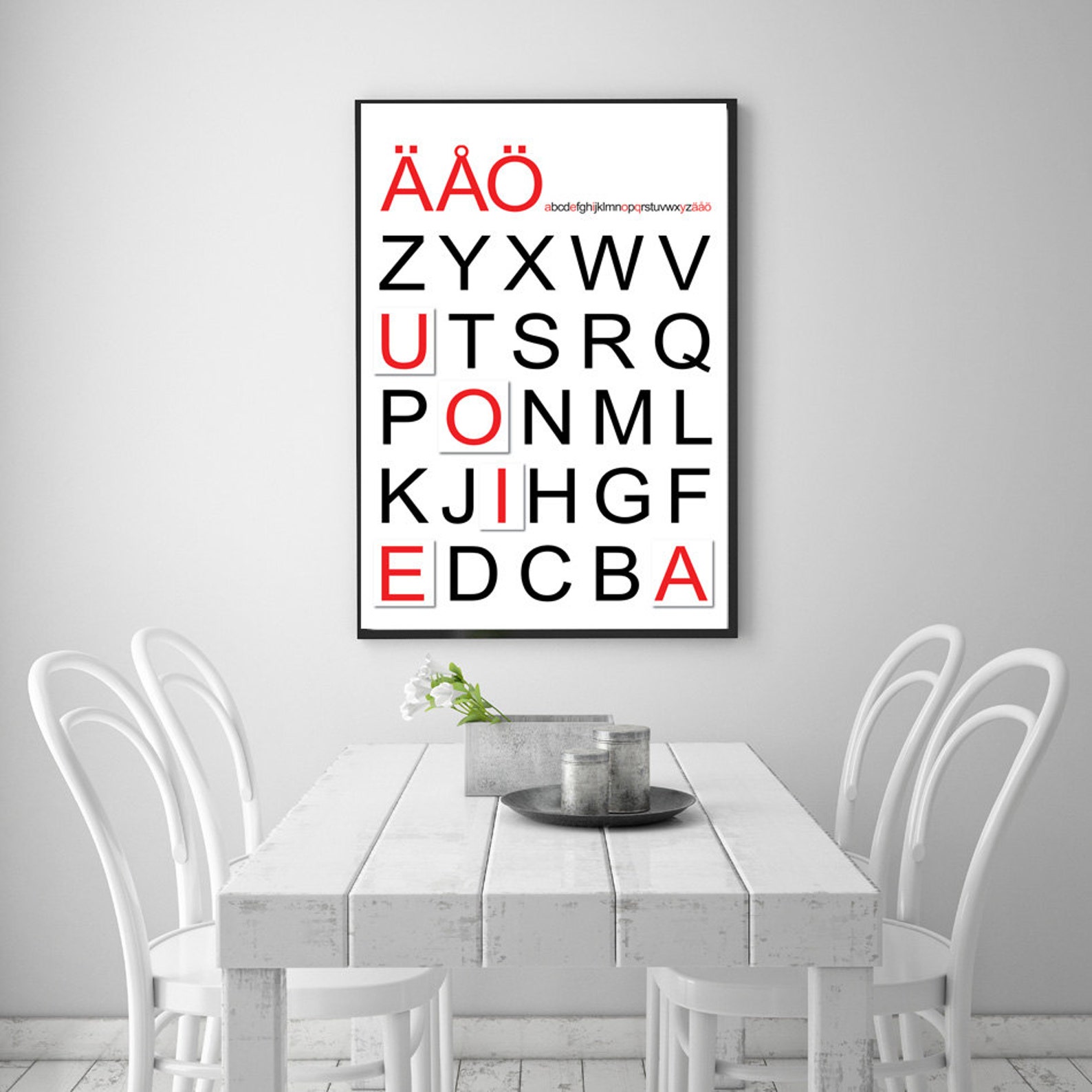 Scandinavian Typography - Swedish Alphabet Reversed Chart Print - 24 X ...