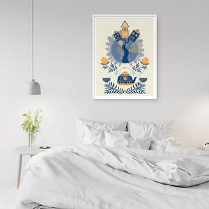 Scandinavian Naive Folk Art, Nordic Hygge Patterns Print - Scandinavian ...