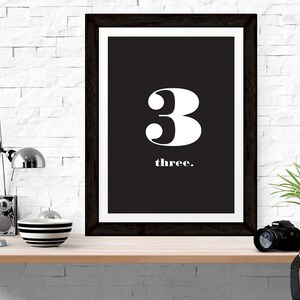 Number 3 Typography Printable Wall Art 24 x 36 | Etsy