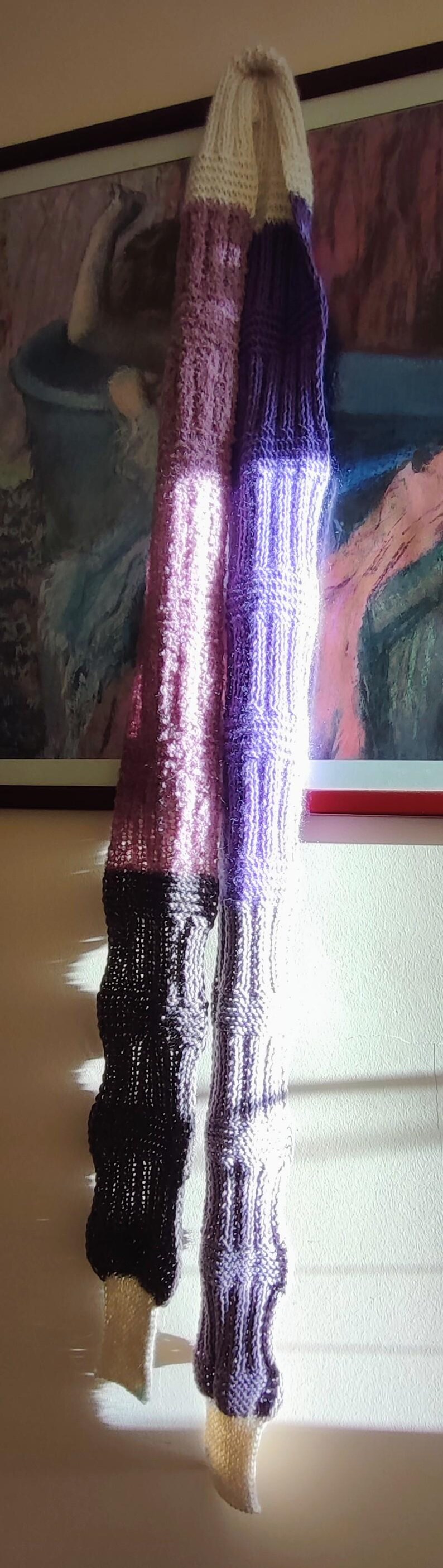 Very Long and Narrow Scarf in Pure Merino Wool, Mohair and Silk, Long ...