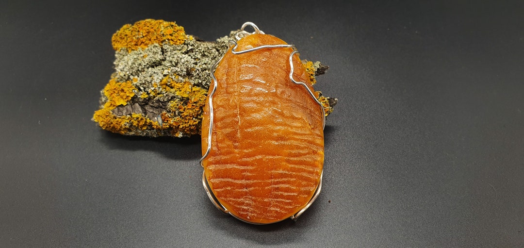 652 Amber Pendant, Natural Surface, Unpolished Skin Side, Brown Amber ...