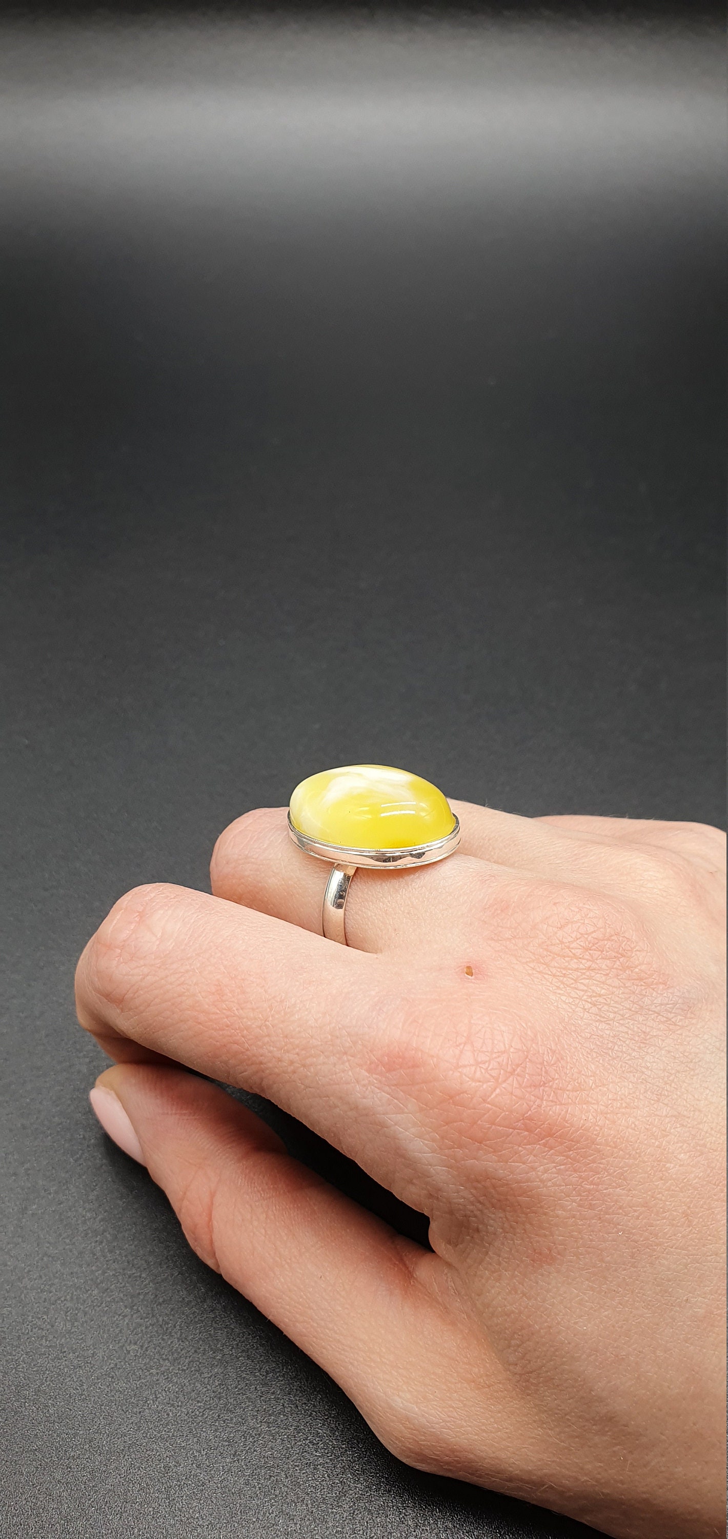 289 Natural Amber Yellow White Ring Adjustable Amber Ring - Etsy UK