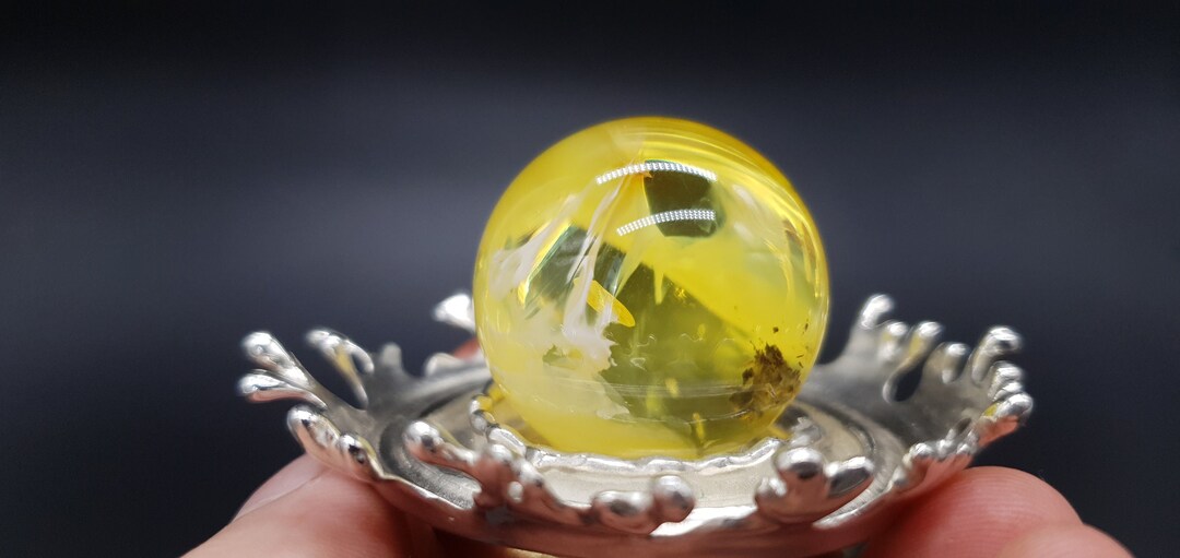 Amber Souvenir, Amber Water Drops, Opaque Yellow With White, 925 ...