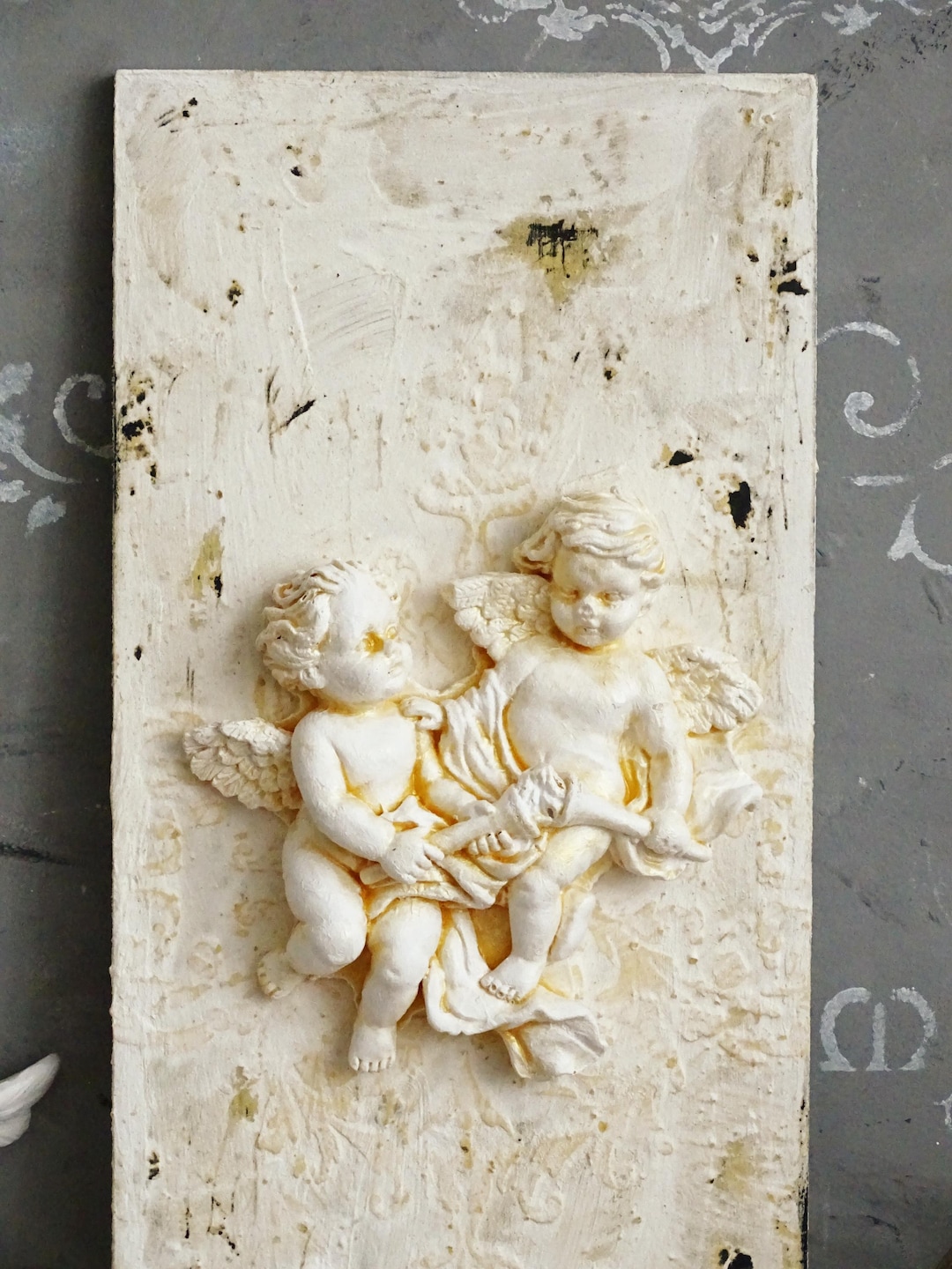 Baroque Style Cherub Wall Art, Fresco Cherub Wall Panel, French Chateau ...