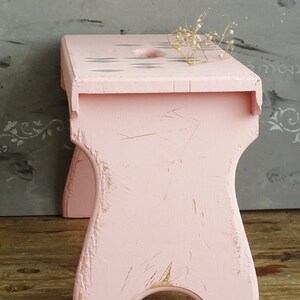 Pink Wood Bench, Step Stool, Milking Stool, Shabby Chic, Foot Stool ...