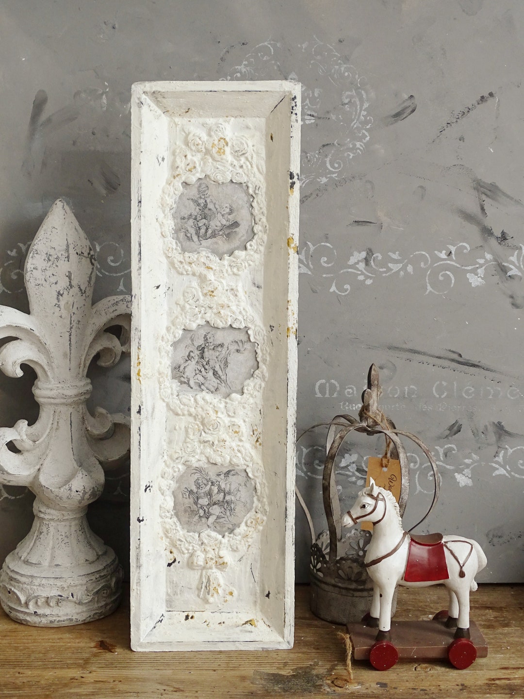 Angel Cherub Wall Art Panel, Cherub Plaque, Antique Style Wall Cherub ...