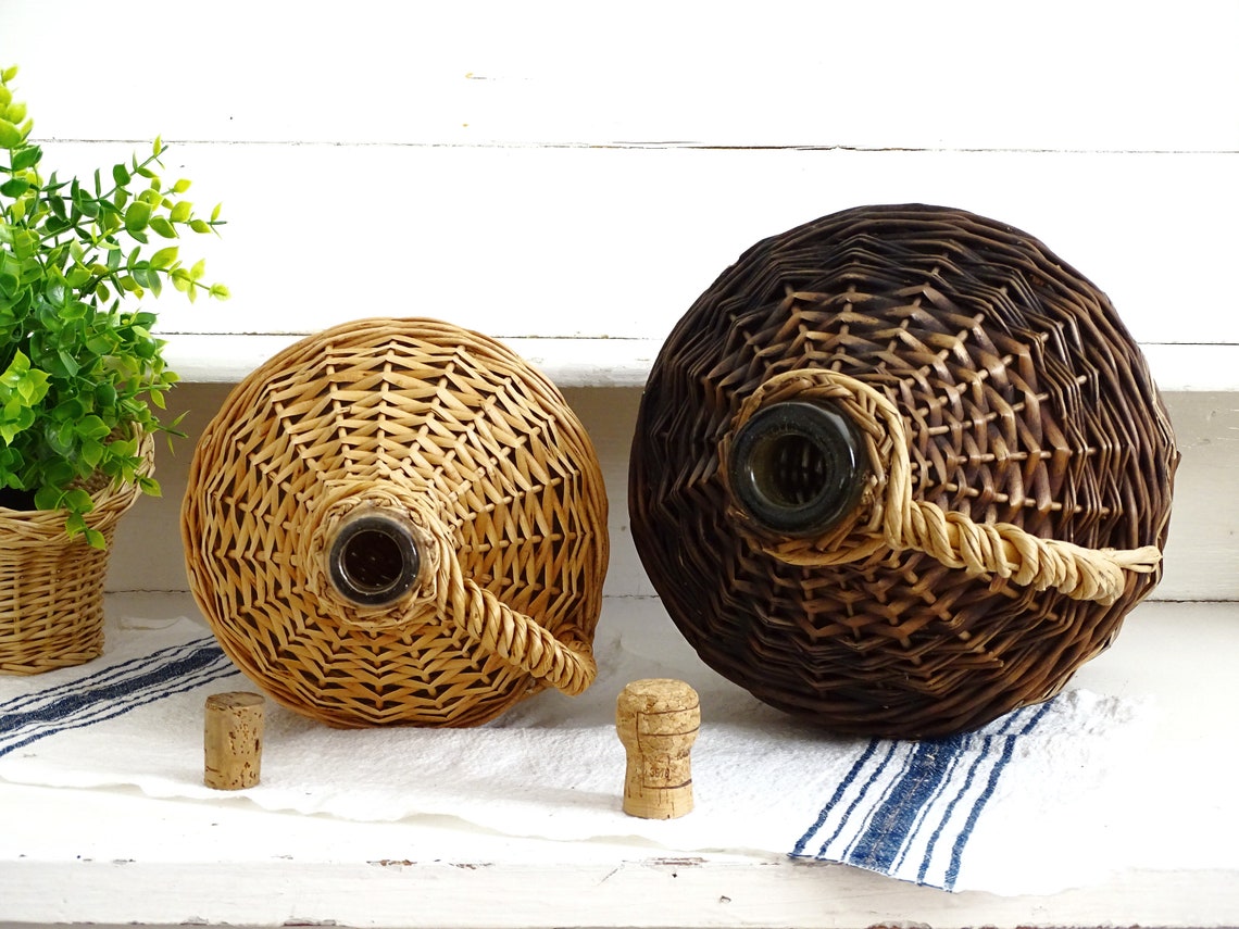 Large European Wicker Demijohn Vintage Woven Basket Wrapp Wine - Etsy
